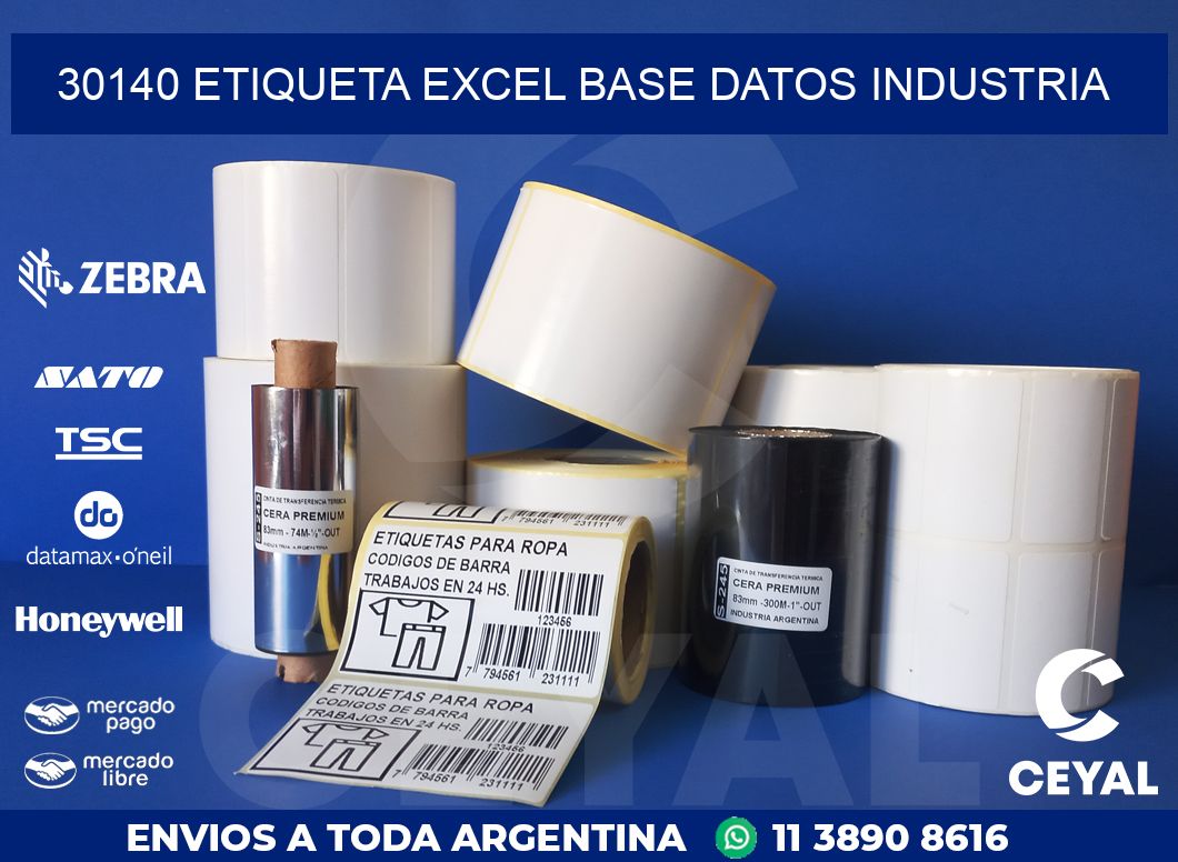 30140 etiqueta excel base datos industria - Impresion Rotulos