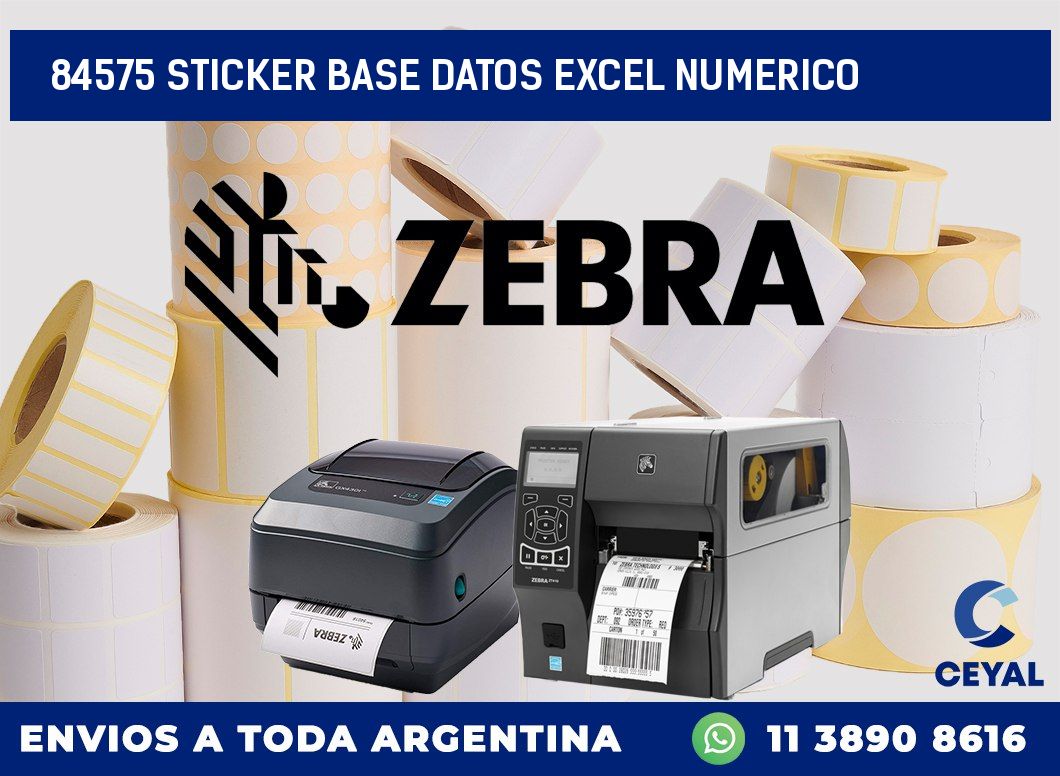 84575 sticker base datos excel numerico - Impresion Rotulos