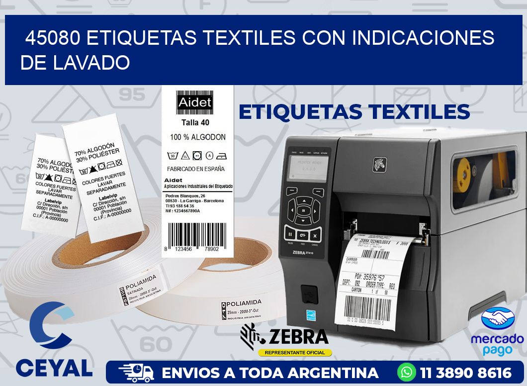 45080 ETIQUETAS TEXTILES CON INDICACIONES DE LAVADO - Impresion Rotulos